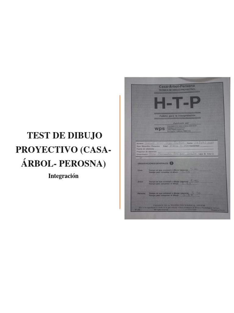 Interpretación Del Test de H-T-P | PDF | Ciencias del comportamiento ...