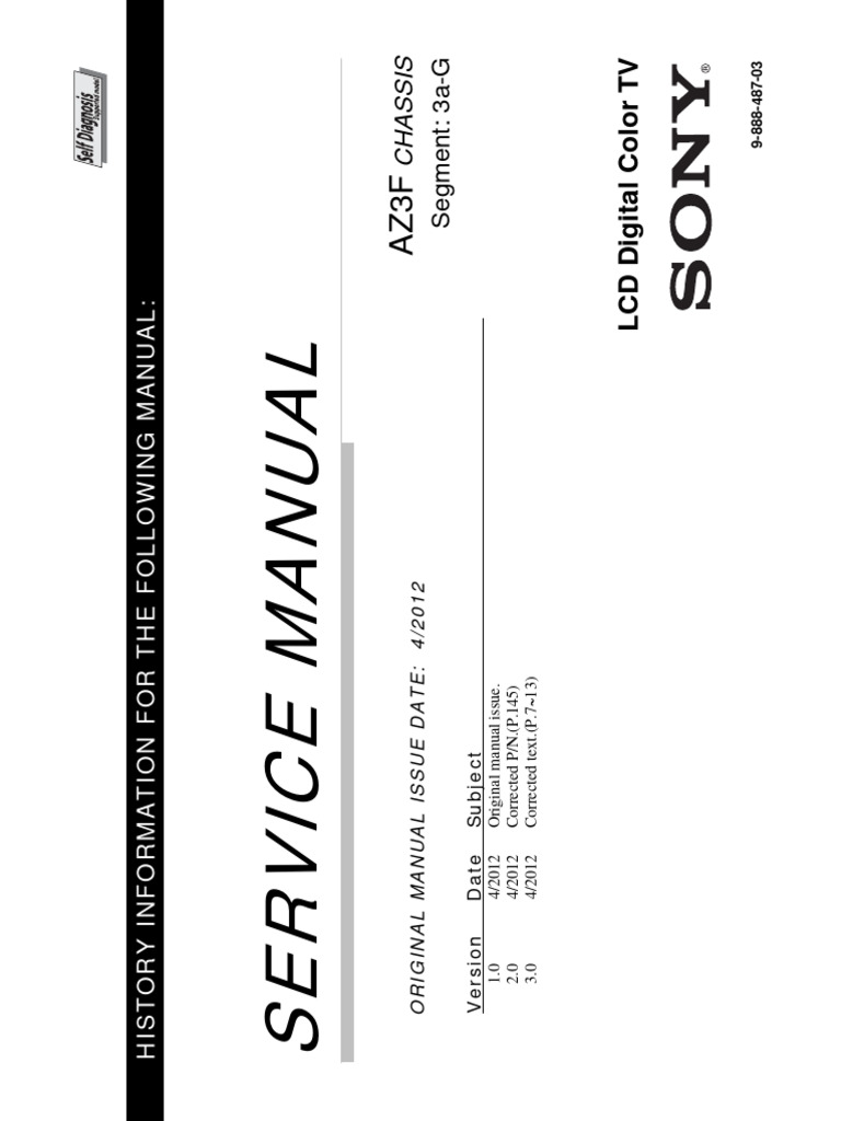 Sony kdl-40hx850 kdl-40hx853 kdl-40hx855 kdl-46hx850 kdl-46hx853 kdl ...