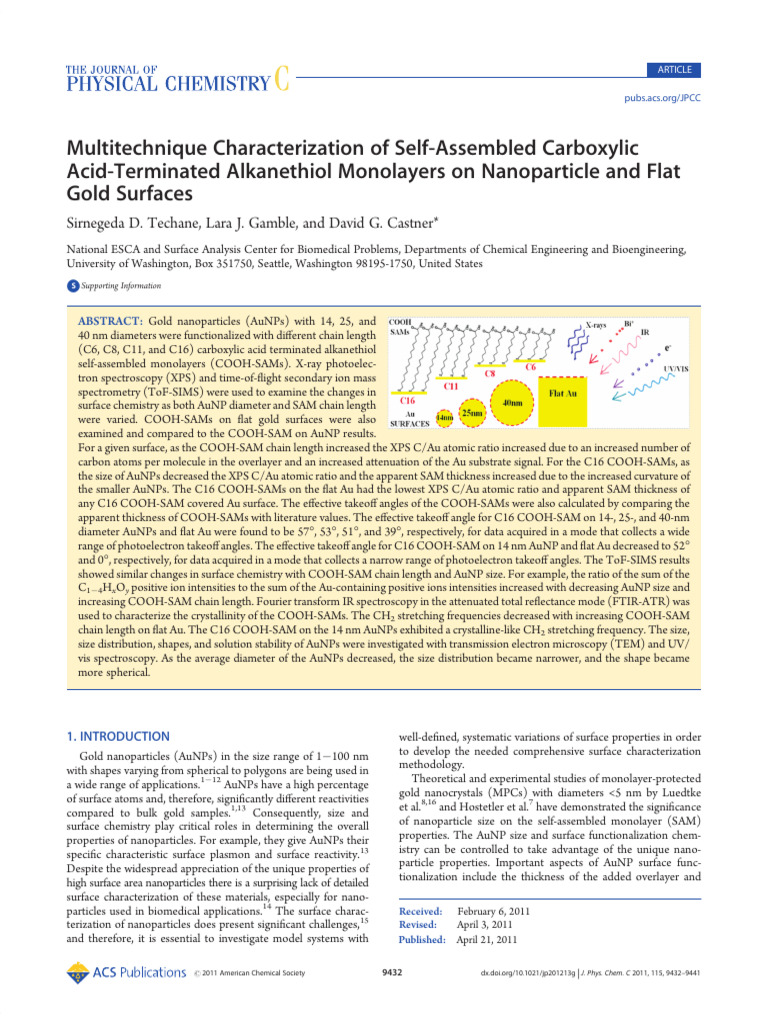 J - Phys - Chem - C - 2011 - Techane-S D | PDF | X Ray Photoelectron ...