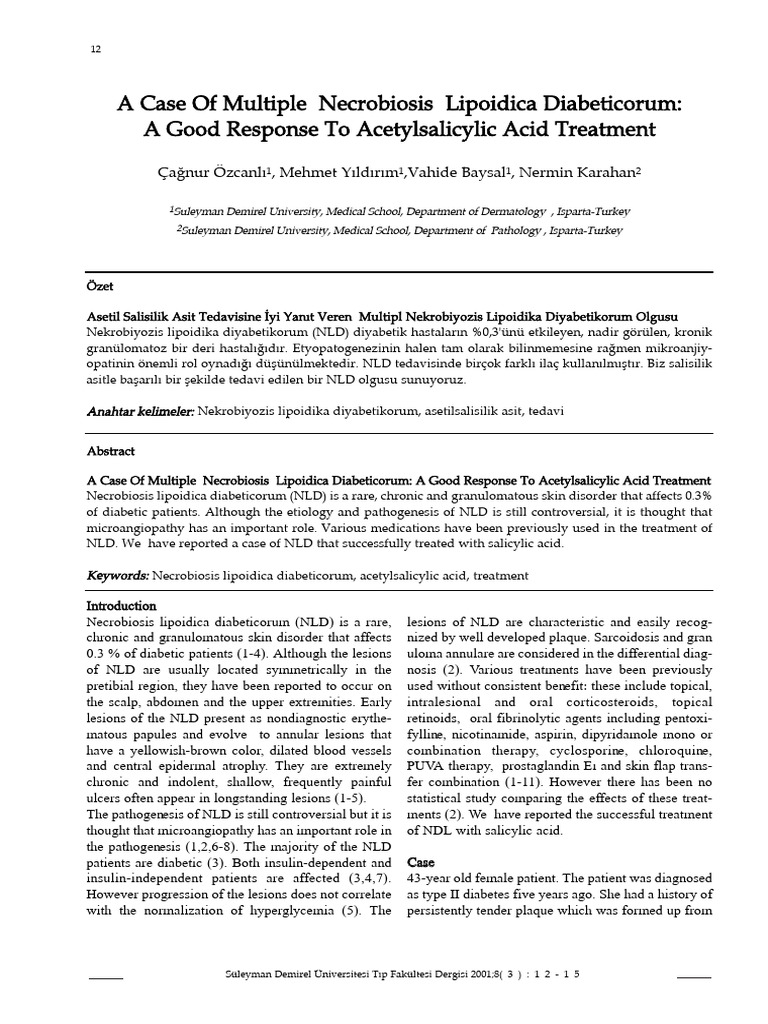 A Case of Multiple Necrobiosis Lipoidica Diabeticorum | PDF | Medicine ...