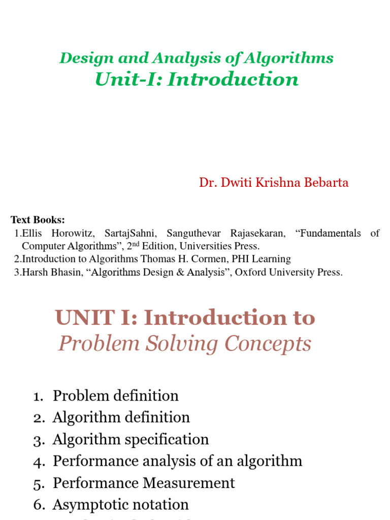 1.unit 1 Introduction | Download Free PDF | Algorithms | Boolean Data Type