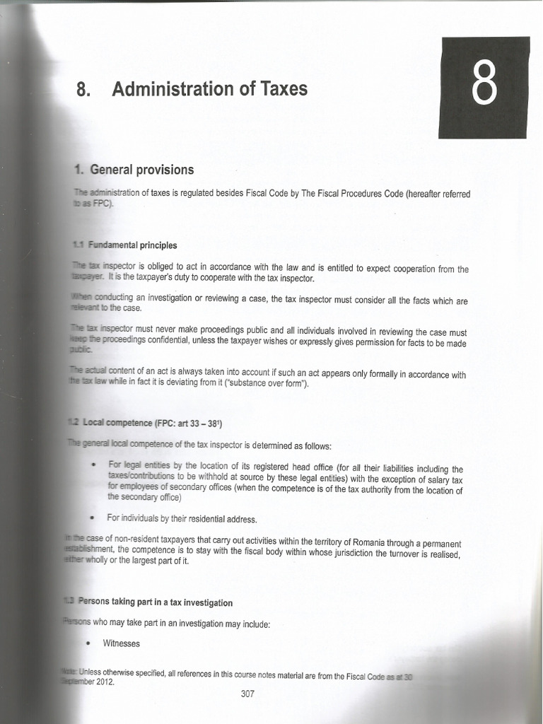 Acca f6 Administration of Taxes Romanian Taxation 2014 | PDF