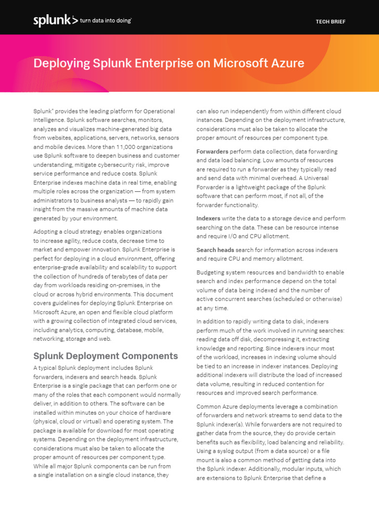 Deploying Splunk Enterprise On Microsoft Azure | PDF | Cloud Computing | Microsoft Azure
