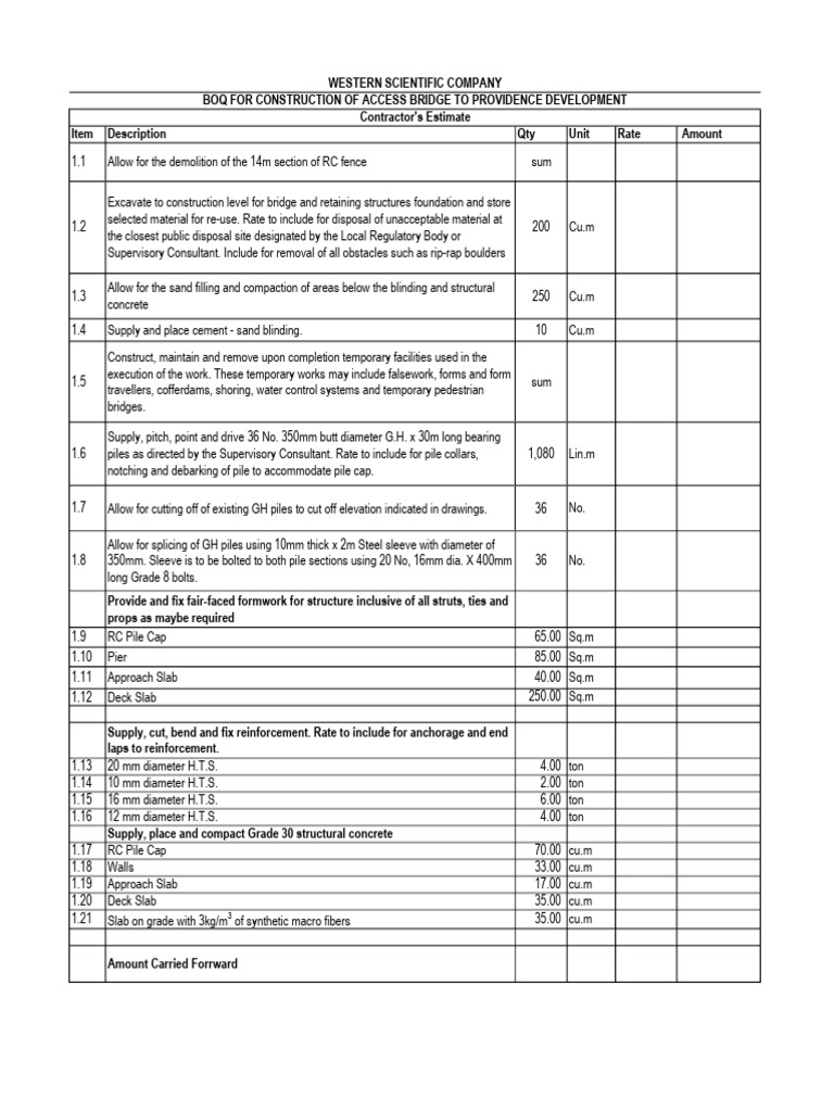 Bridge BOQ and Drawings | PDF | Deep Foundation | Civil Engineering