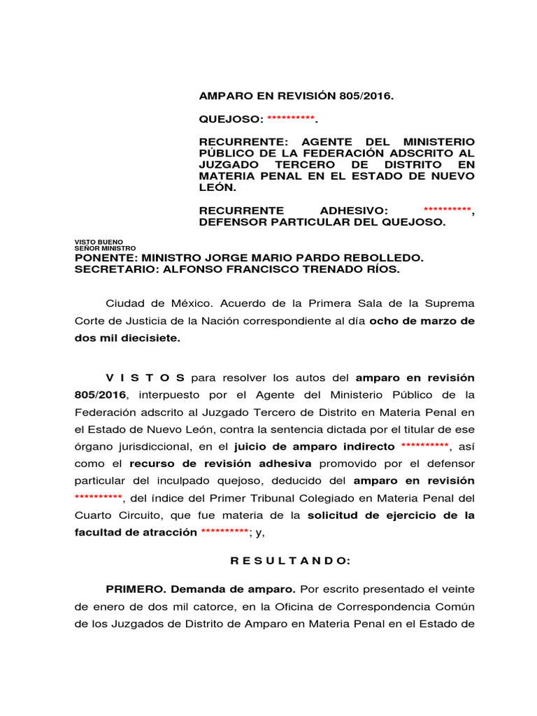 AMPARO en REVISIÓN 805-2016 NNA Delinque El Día Que Cumple 18 | PDF ...