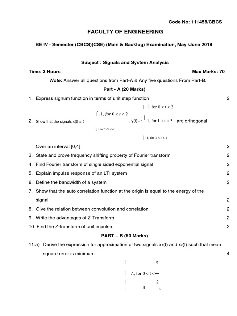 Signals and Systems - 2019no.2 | PDF | Fourier Transform | Convolution