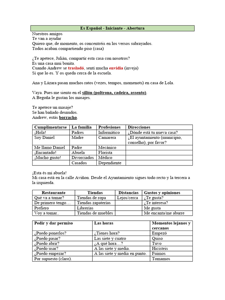 Estudio Del Curso de Español | PDF | Artes del Lenguaje y Comunicación