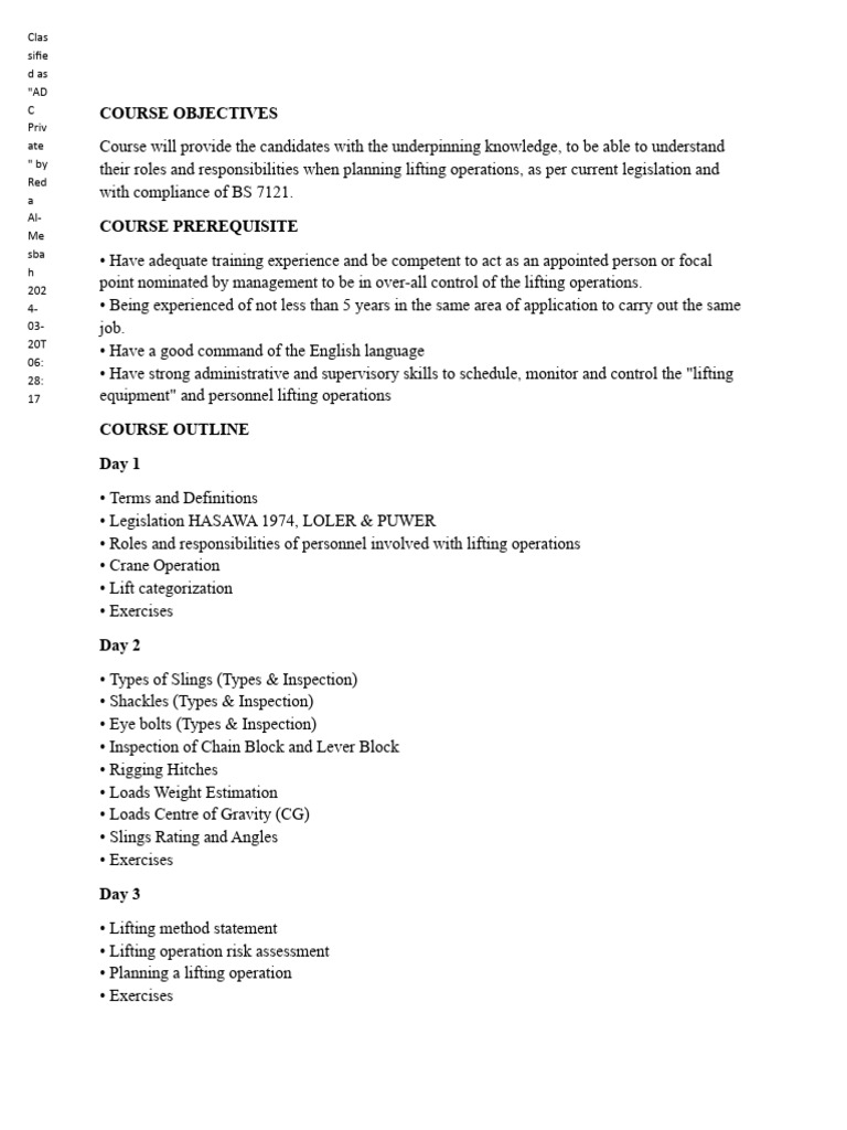 Appointed Person (Lifting Operations) | PDF | Career & Growth | Business