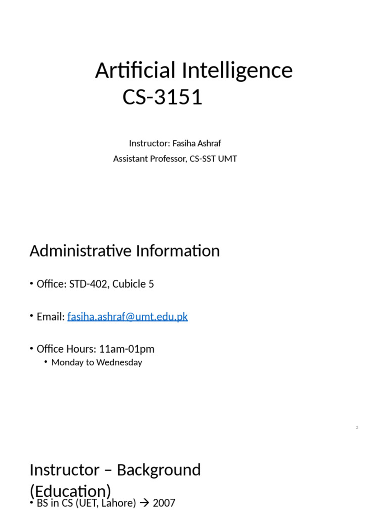 Lecture01-AI-UMT-Spring 24 | PDF | Artificial Intelligence ...