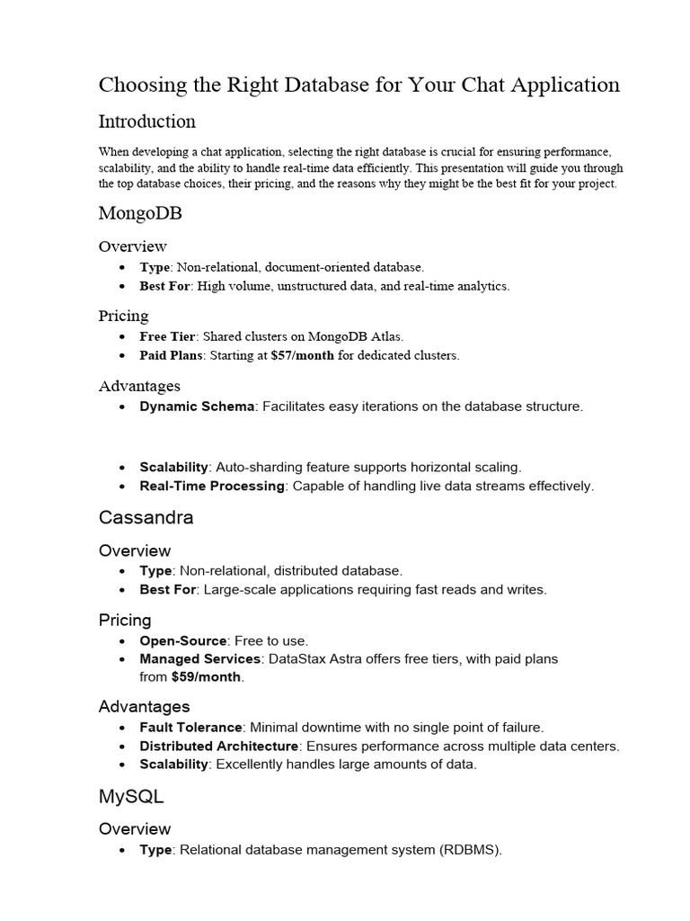 Choosing The Right Database For Your Chat Application: Cassandra | PDF ...