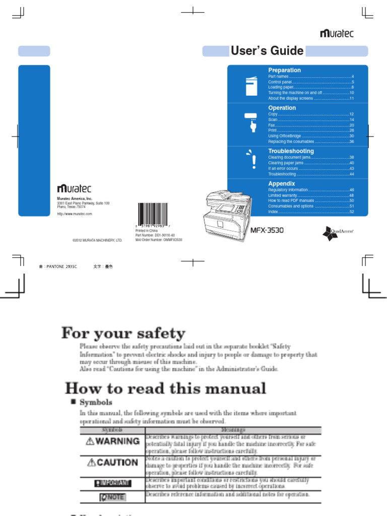 Muratec MFX-3530 - User's Guide | PDF | Image Scanner | Fax