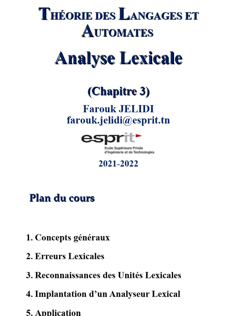Chap.3 Analyse Lexicale | PDF | Analyse syntaxique | Grammaire
