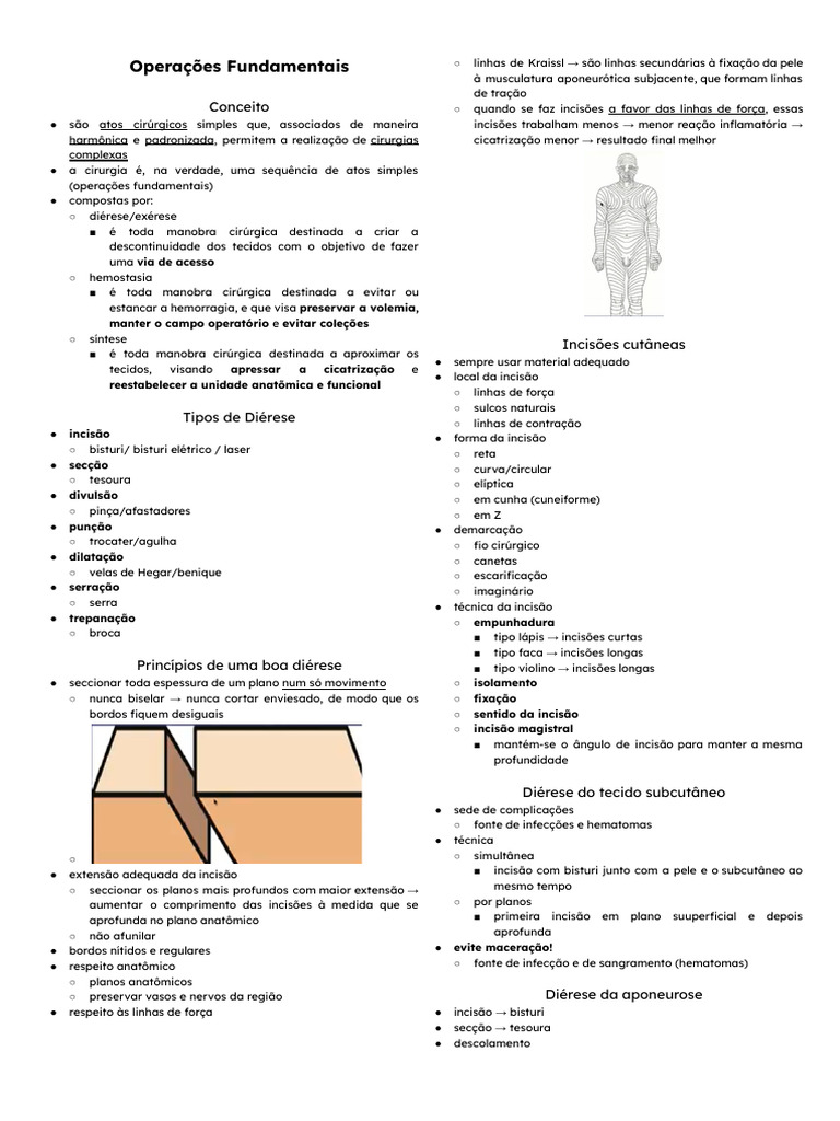 Operações Fundamentais + Diérese | PDF | Especialidades médicas | Anatomia