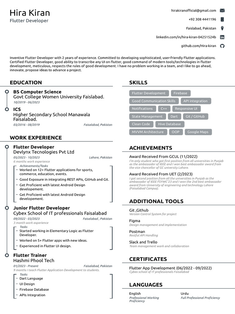 Hira Kiran Resume | PDF | Computing | Software Engineering