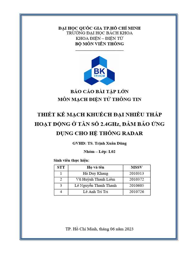 L02 N2 - EE3011 - Bao Cao BTL MĐTTT | PDF