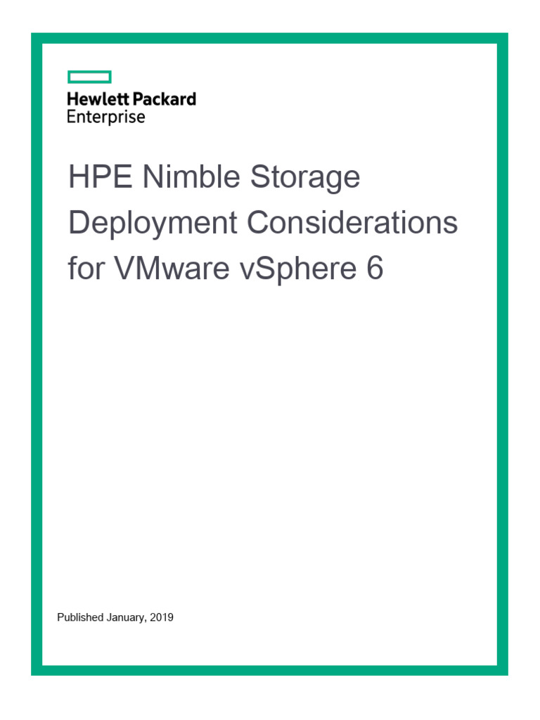 HPE Nimble Storage Deployment Considerations For VMware Vsphere 6 | PDF | Backup | Virtual Machine