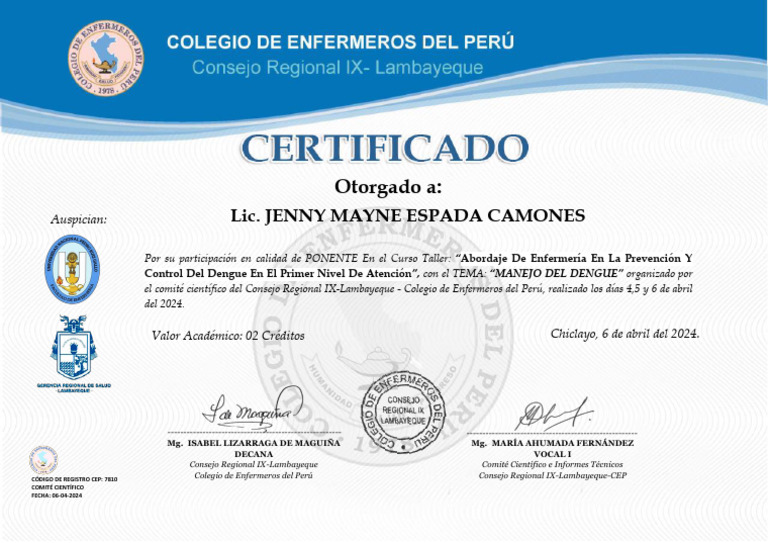Lic. Jenny Espada Camones | PDF