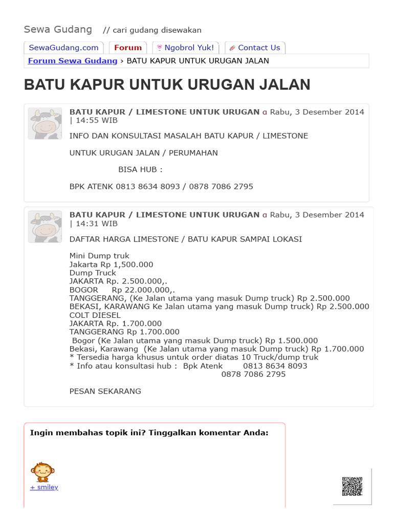 Batu Kapur Untuk Urugan Jalan | PDF