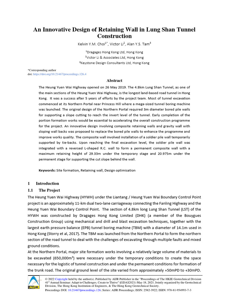 Goose Shaped Retaining Wall | PDF | Tunnel | Deep Foundation