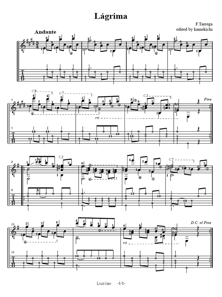 (Free Scores - Com) - Tarrega Francisco Lagrima 98479 | PDF
