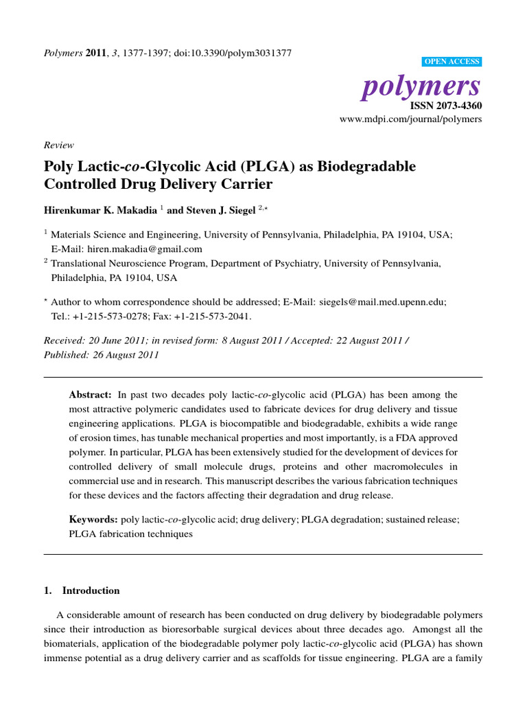 24 Poly LActic-co-Glycolid Acid | PDF | Emulsion | Polymers