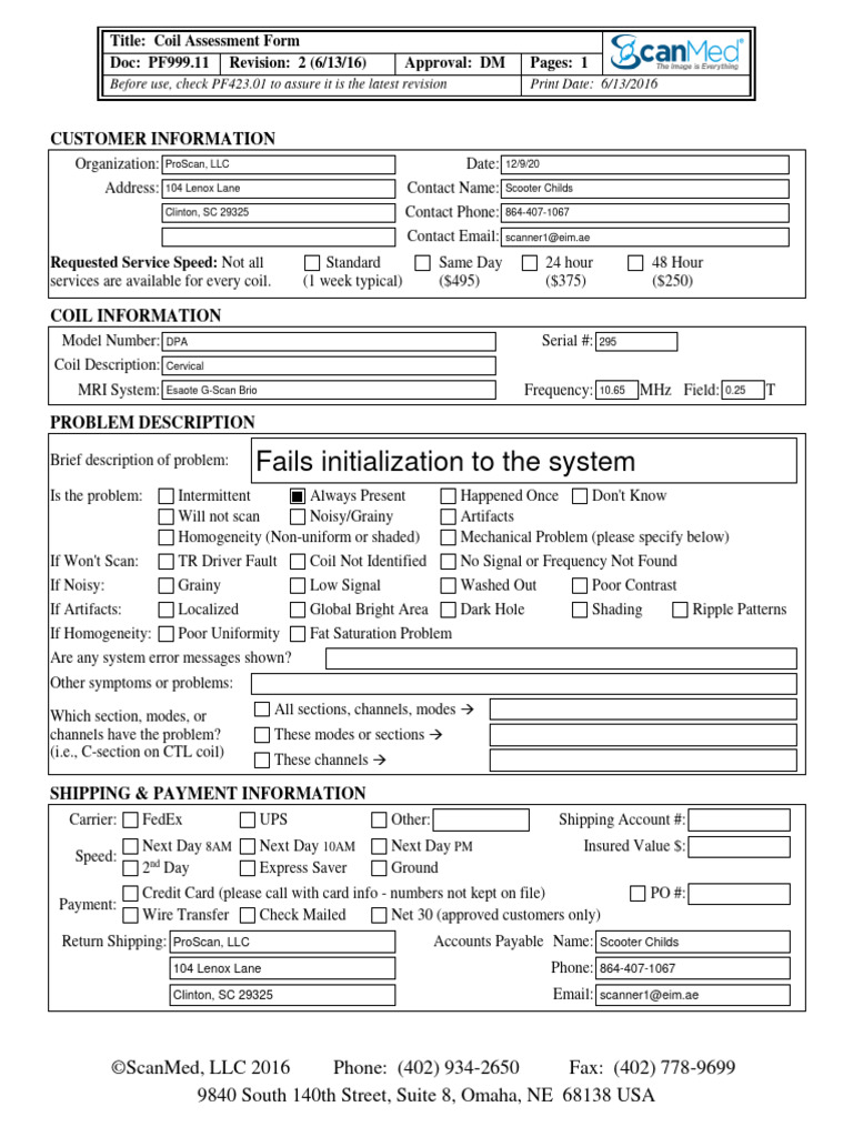 PF999.11-R2 Coil Assessment Form (Fillable) | Download Free PDF ...