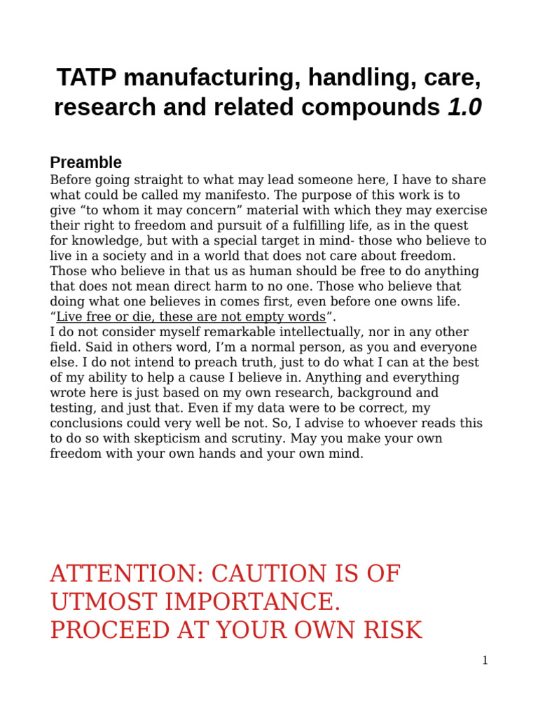 TATP Manufacturing and Safety Guidelines | PDF | Hydrogen Peroxide ...