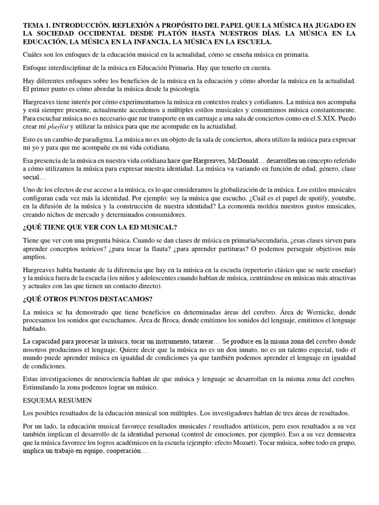 Tema 1 | PDF | Ritmo | Platón