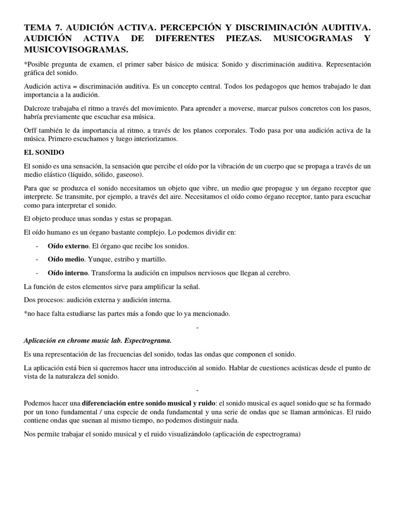 Audición Activa y Discriminación Auditiva | PDF | Escuchando | Sonido