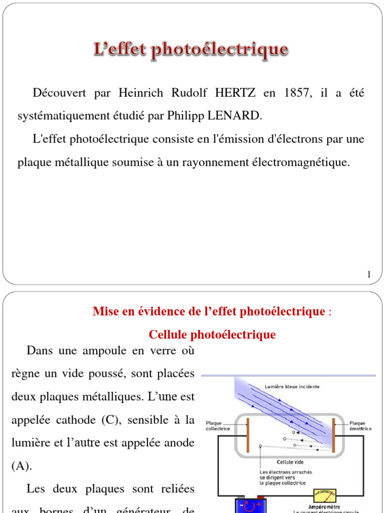 Cours sur l'effet photoélectrique | PDF | Effet photoélectrique ...