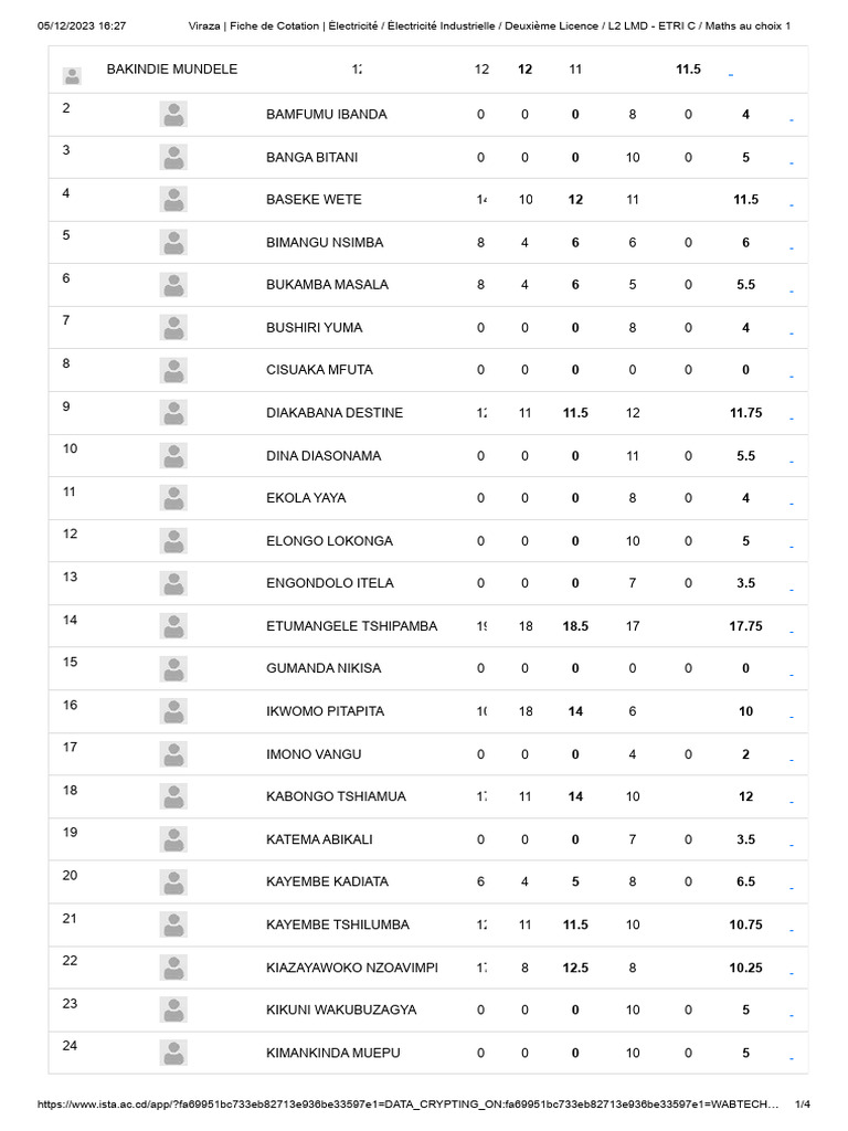 Viraza - Fiche de Cotation - Électricité - Électricité Industrielle - Deuxième Licence - L2 LMD ...
