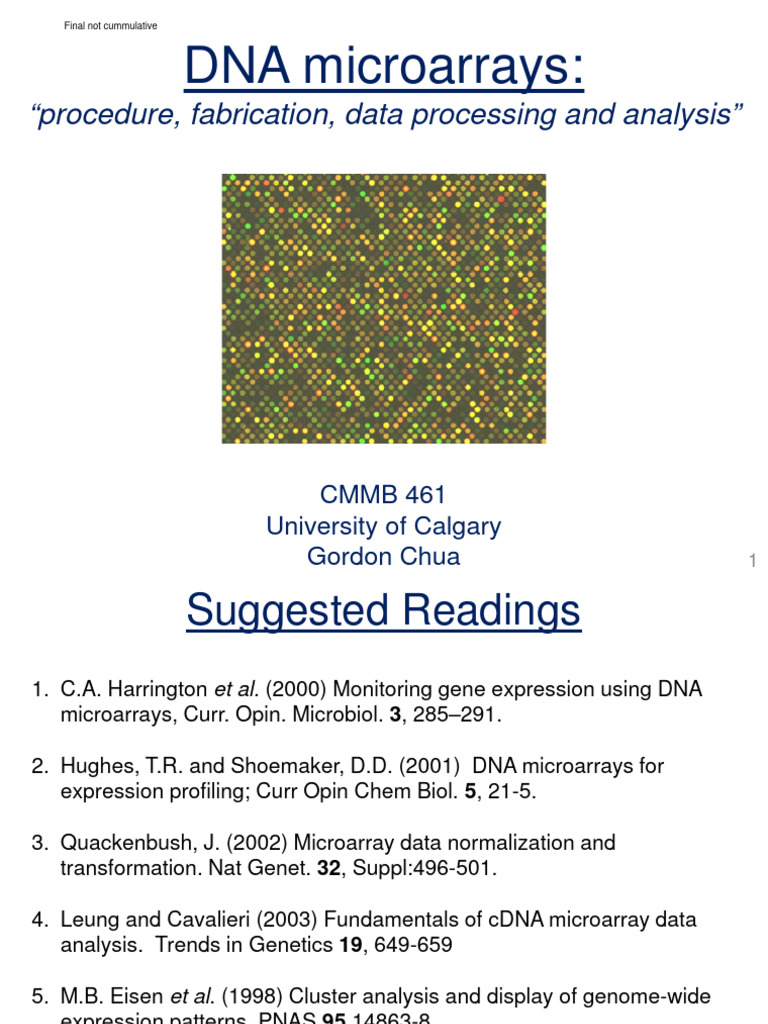 CMMB 461 Dna Microarray 1 2019 For D2L1 | PDF | Dna Microarray | Complementary Dna