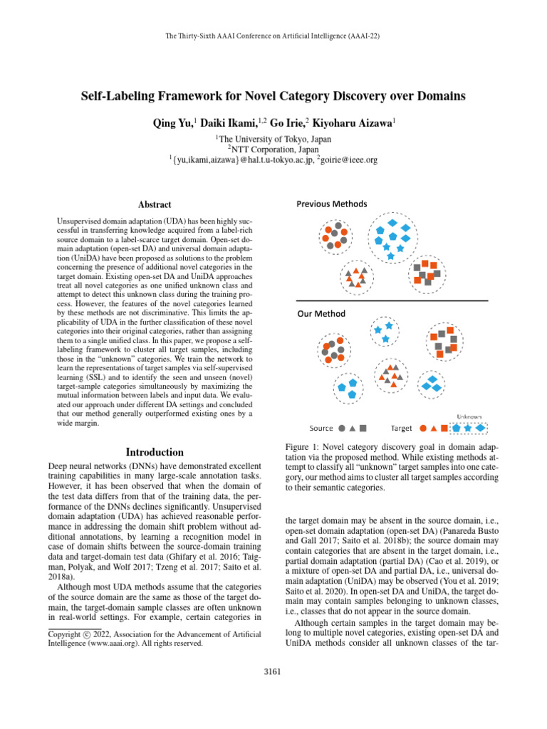 Self-Labeling Framework For Novel Category Discovery Over Domains | PDF ...