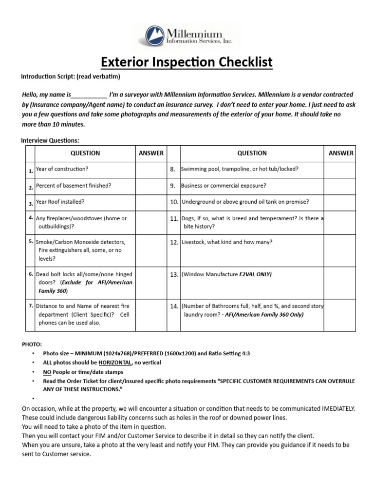 Exterior Inspection Checklist Guide | PDF | Roof
