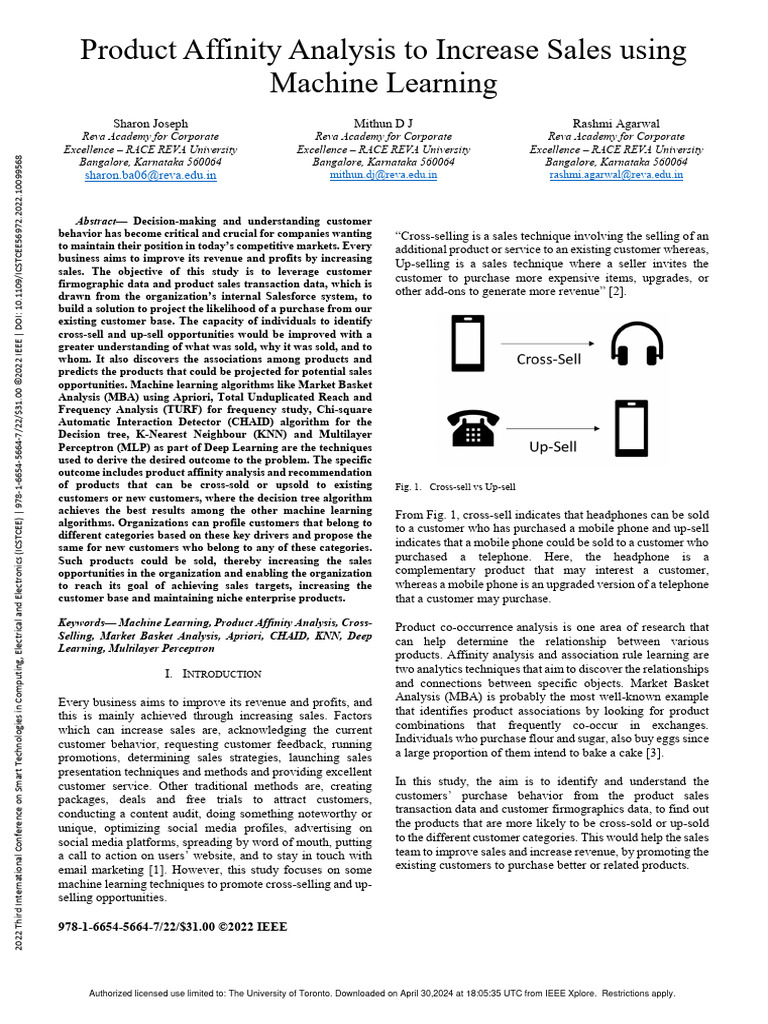 Product Affinity Analysis To Increase Sales Using Machine Learning | PDF | Machine Learning ...