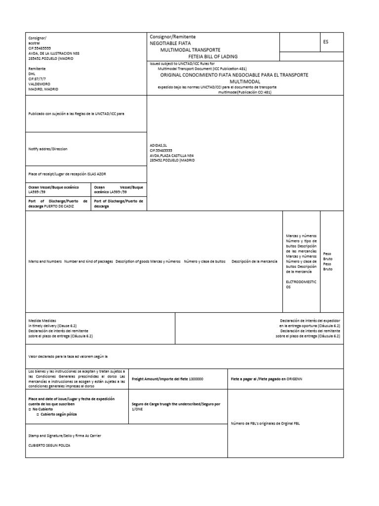 Fiata BL2 | PDF | Transporte de mercancías | Gestión de la cadena de suministro