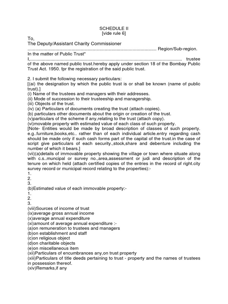 Trust Application 1 | PDF | Property | Trustee