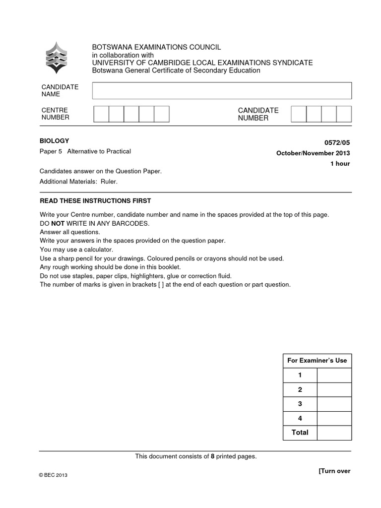 2013 BGCSE BIOLOGY PAPER 5 | PDF 2013 BGCSE BIOLOGY PAPER 5 | PDF
