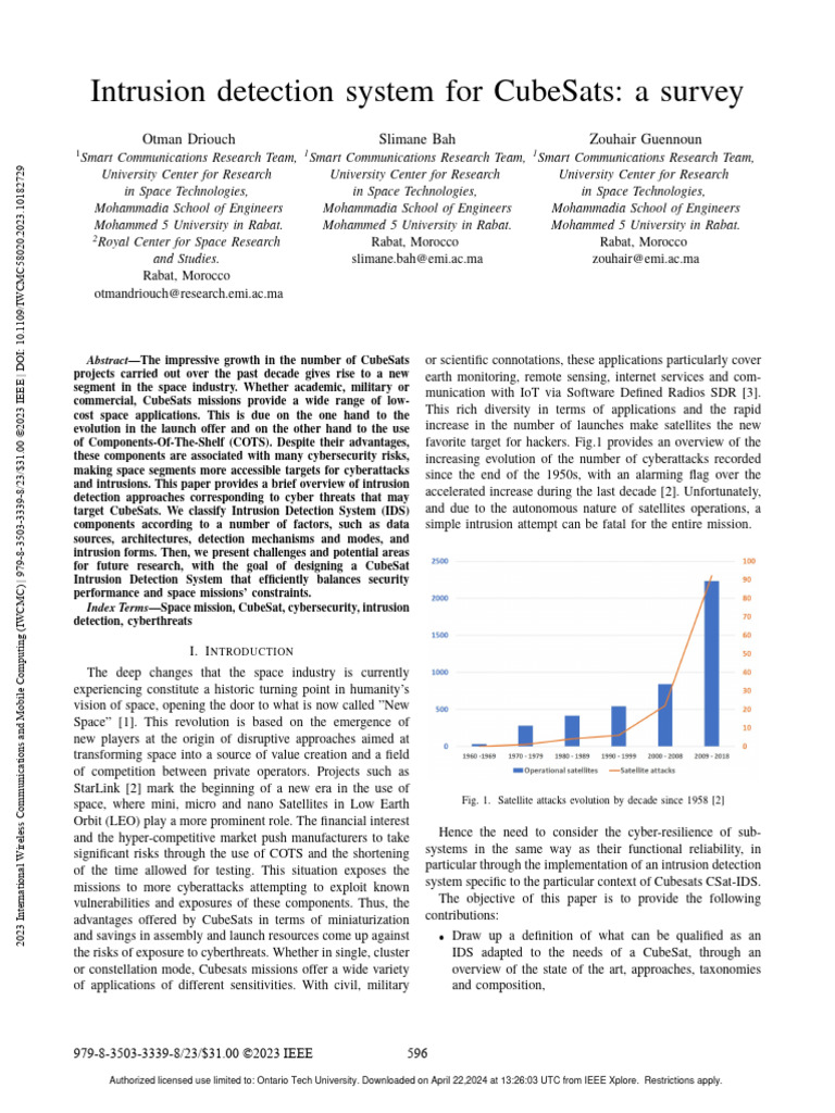 IDS For CubeSats A Survey | PDF | Computer Security | Security