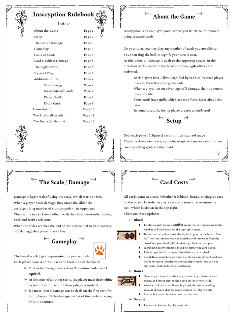 Inscryption Rulebook - 2 Player IRL Version | PDF