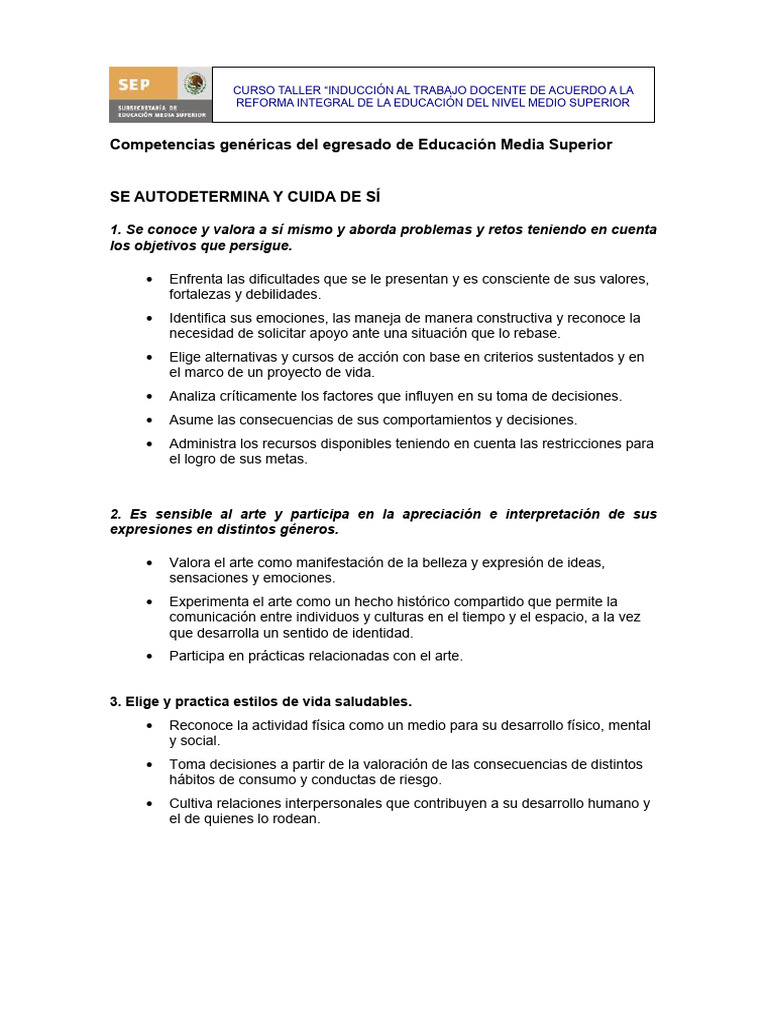 Competencias Genericas RIEMS | PDF | Comunicación | Las emociones