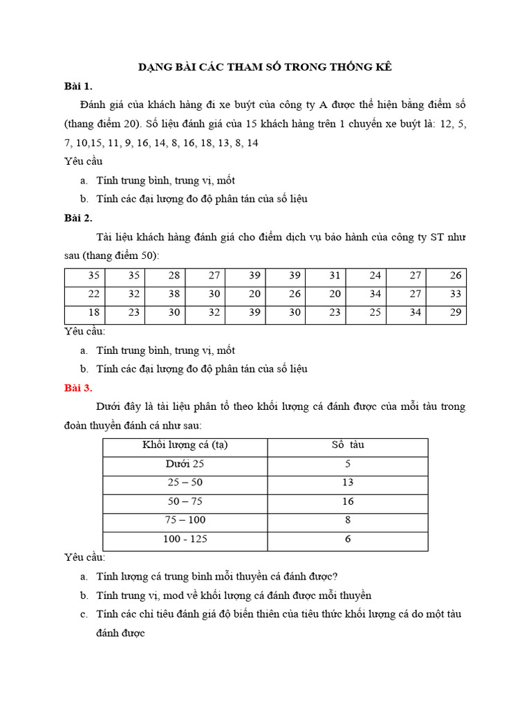 Các dạng bài thống kê trong kinh doanh | PDF