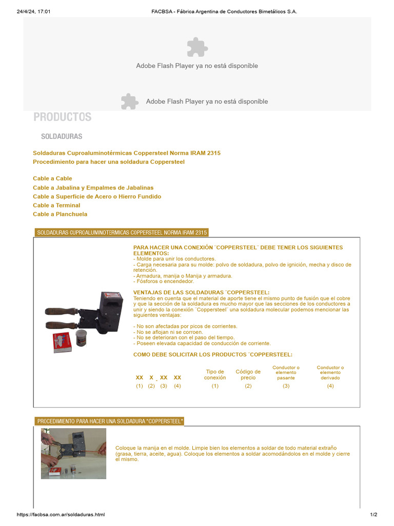 FACBSA - Molde para Soldaduras Cuproaluminotérmicas | PDF | Soldadura | Construcción