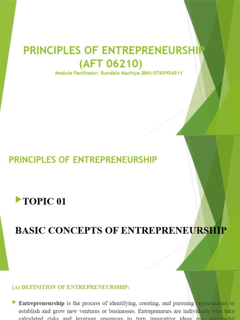 Principles of Entrepreneurship Module | PDF | Entrepreneurship | Economics