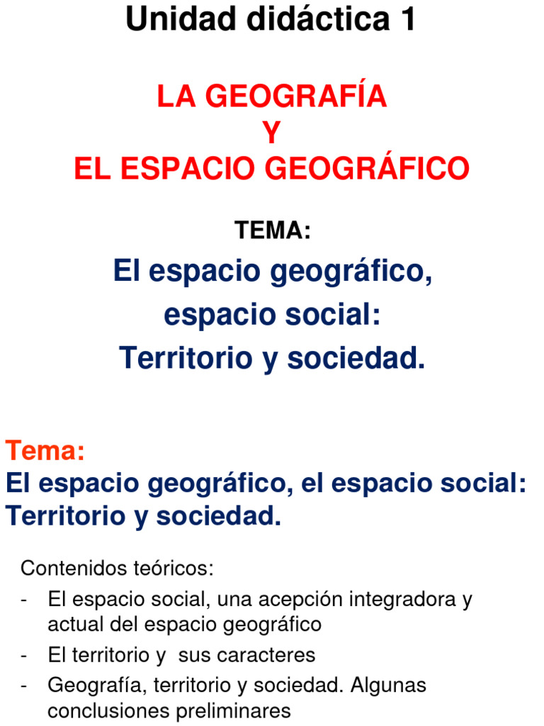 1.2. Tema El espacio geográfico, espacio social | PDF | Geografía | Sociedad