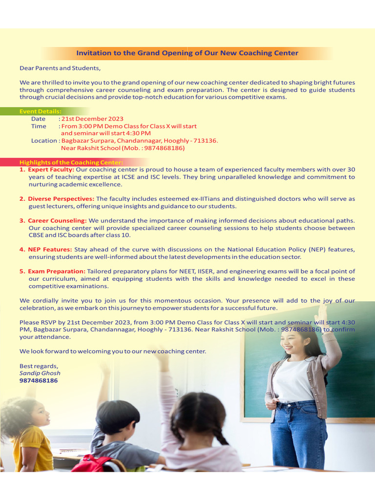 Invitation Letter | PDF | Educational Stages | Qualifications