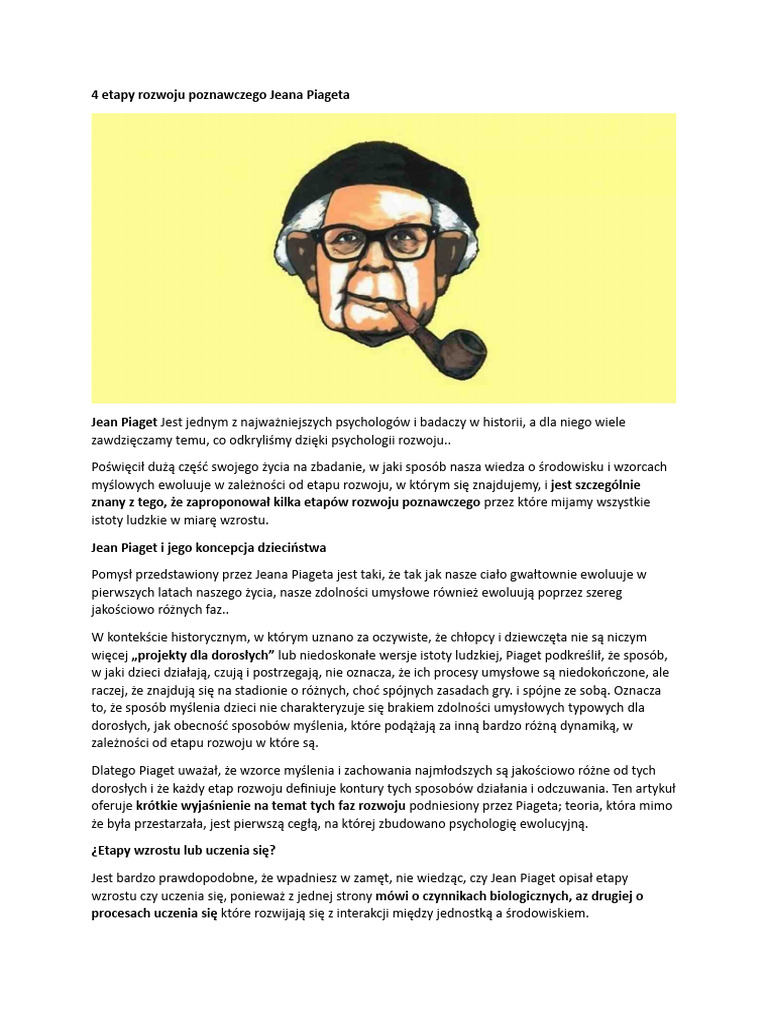 Piaget - 4 Fazy Rozwoju Poznawczego | PDF