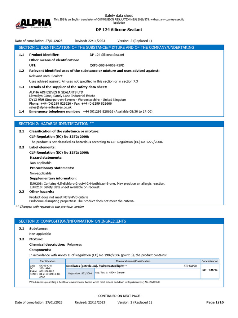 Section 1: Identification of The Substance/Mixture and of The Company ...