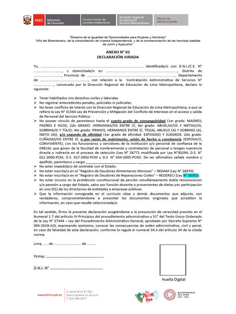 ANEXO #02-Declaración Jurada 2024 Web | PDF | Justicia | Crimen y violencia