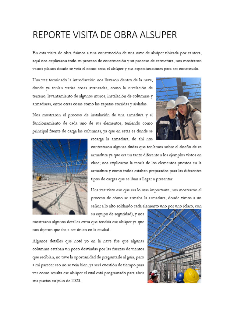 REPORTE VISITA DE OBRA ALSUPER | PDF